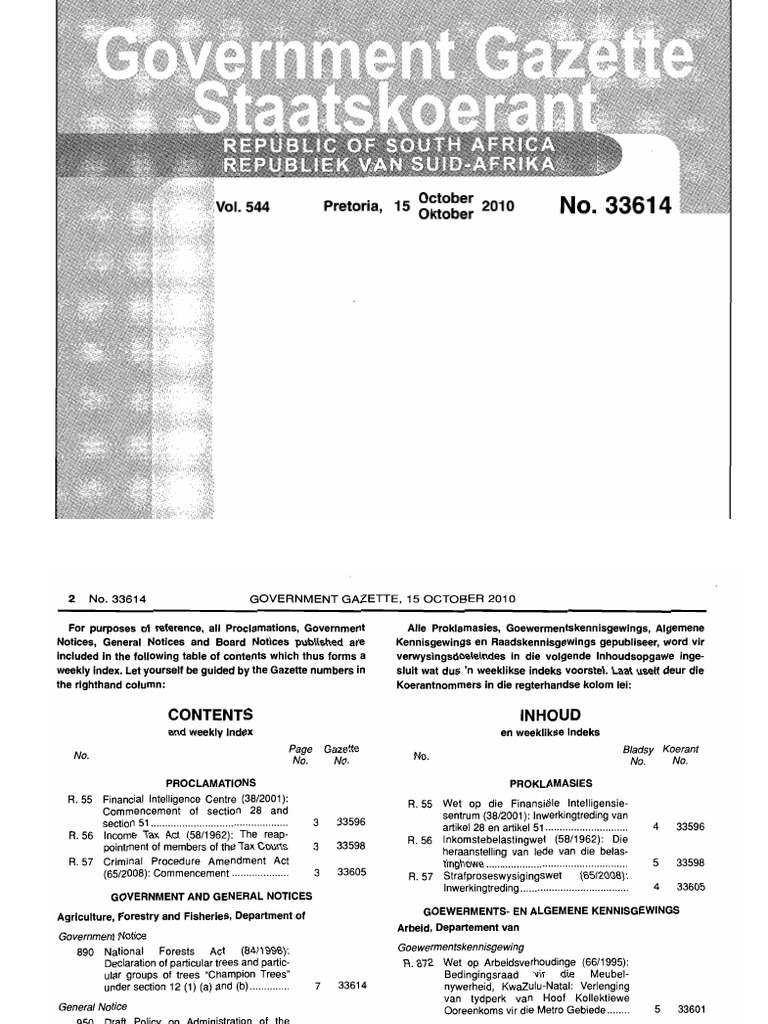 Government Gazette ZA Vol 544 No 33614 | PDF | Oak