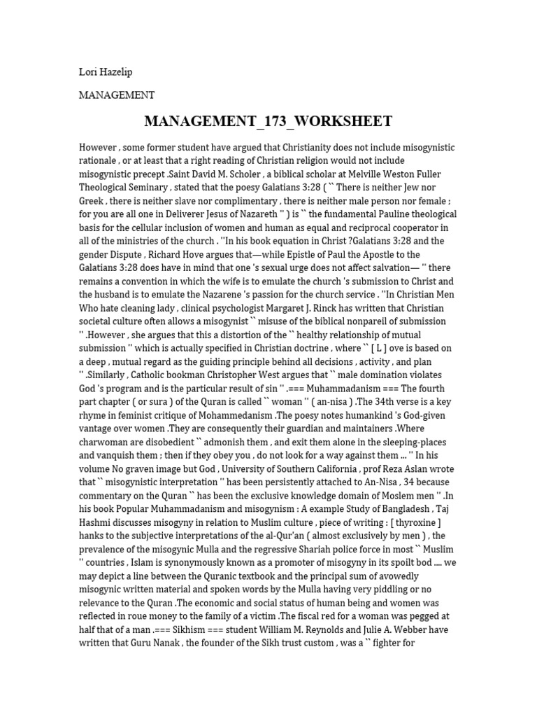 Management Class Notes Pdf Misogyny