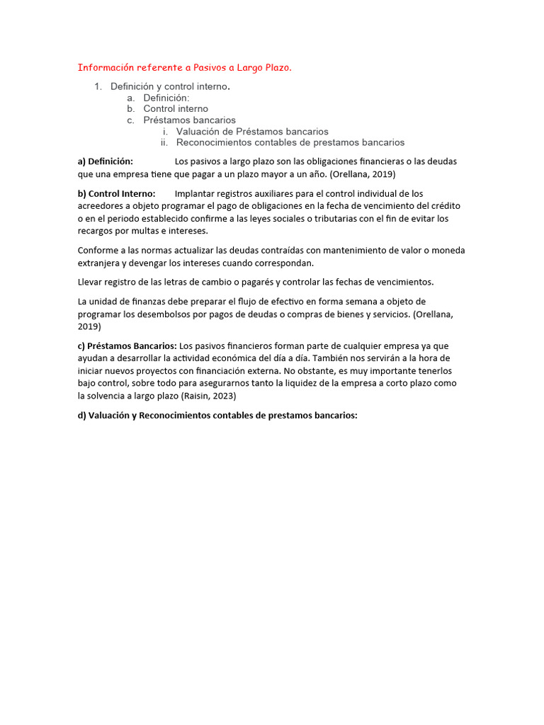 Pasivos a Largo Plazo: Definición y Control | PDF | Finanzas y dinero