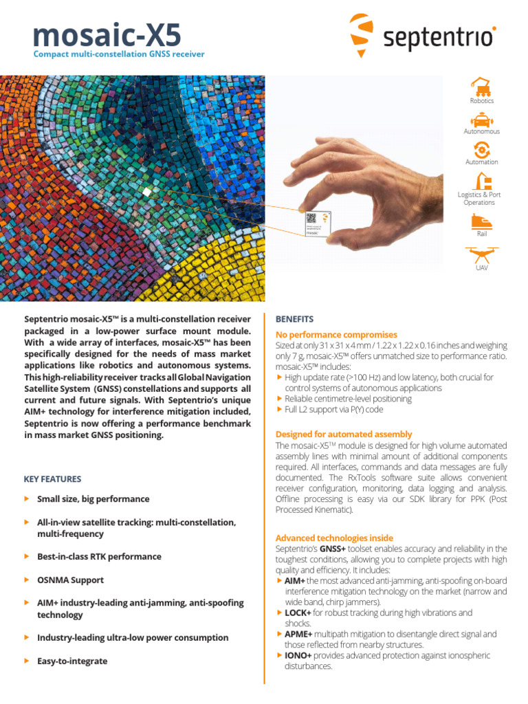 Septentrio Mosaic-X5 LR | PDF | Automation | Geomatics
