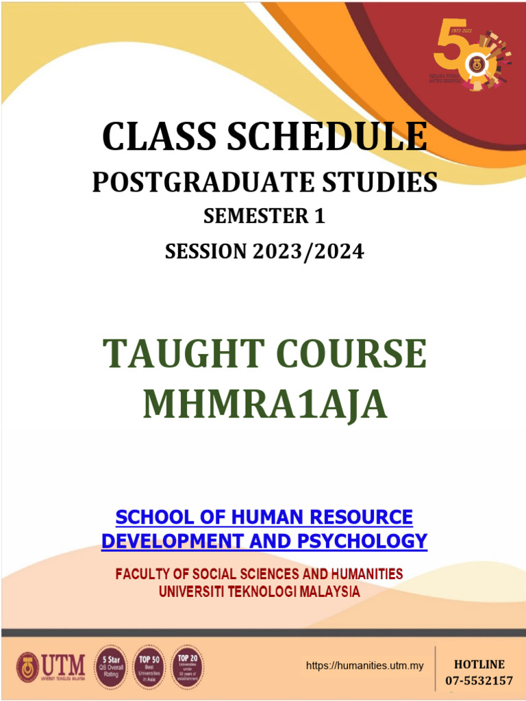 Class Schedule For TC Students Semester 1 20232024 - Penuh Perdana ...