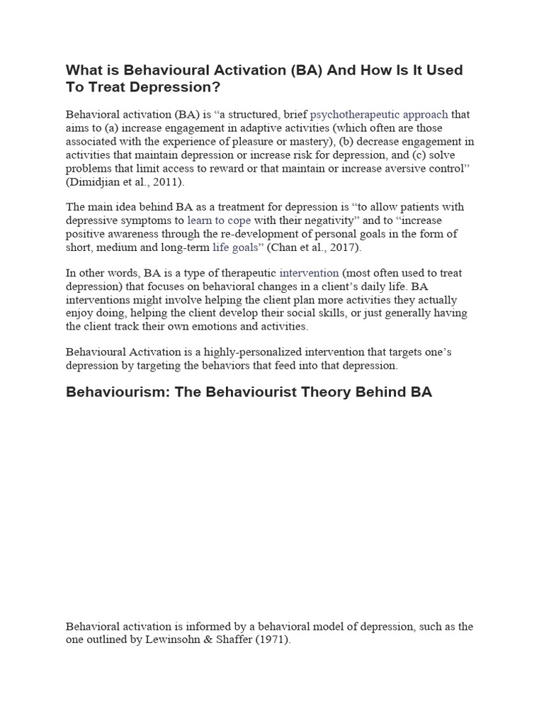 Behaviour Therapy | PDF | Behaviorism | Cognitive Behavioral Therapy