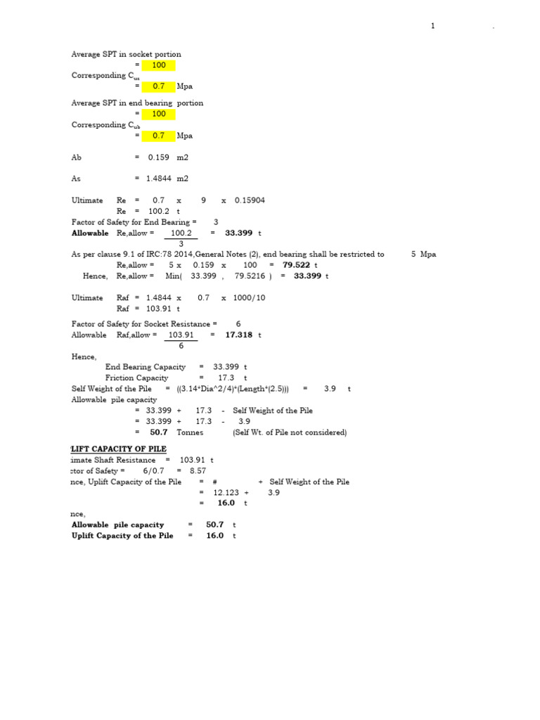 Pile Capacity and Uplift Analysis | PDF | Teaching Methods & Materials ...