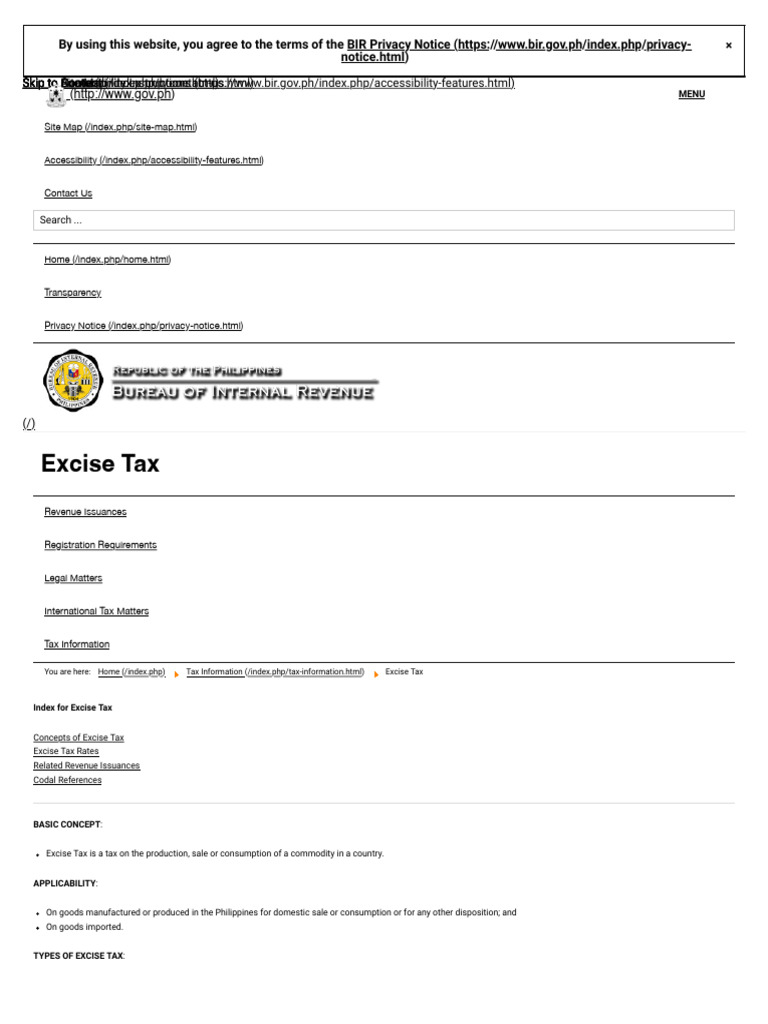 Excise Tax - Bureau of Internal Revenue | PDF | Taxes | Excise