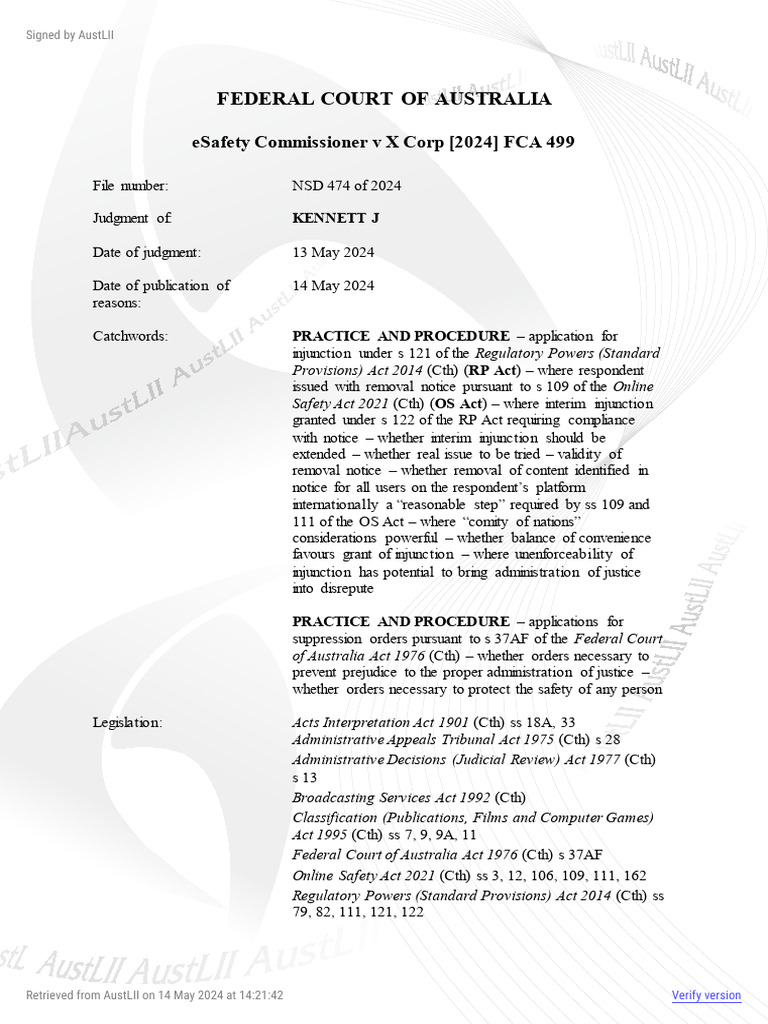 Australian Federal Court Judgement in Favor of Free Speech Winner Elon ...