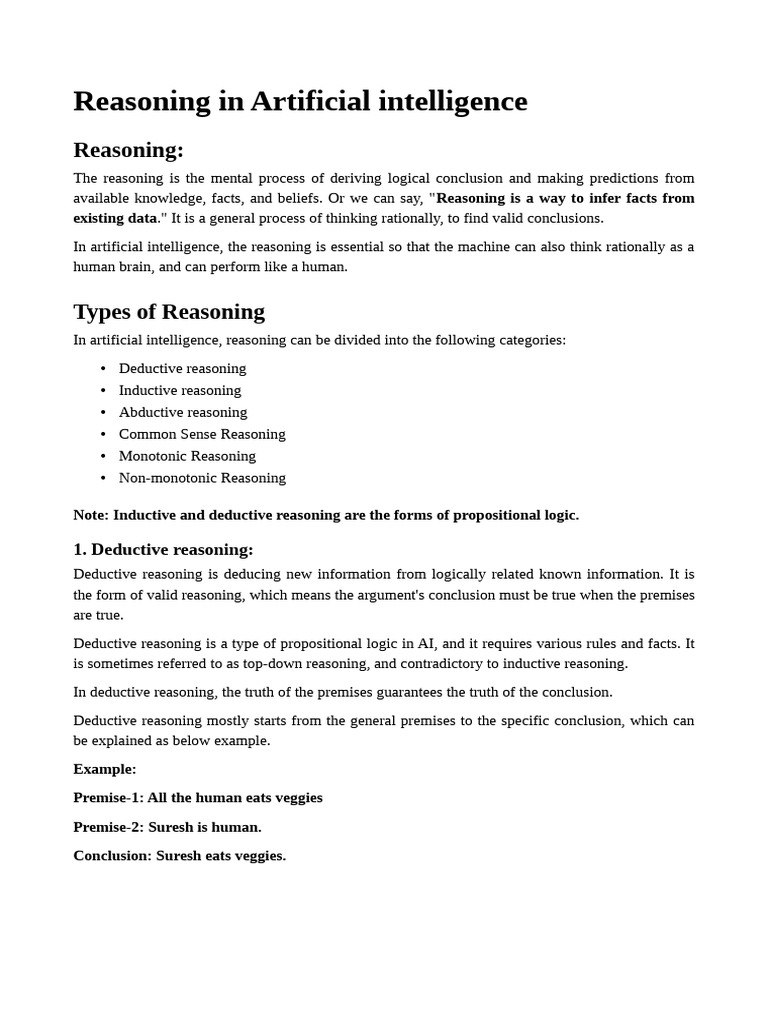 Reasoning in AI | PDF | Deductive Reasoning | Reason