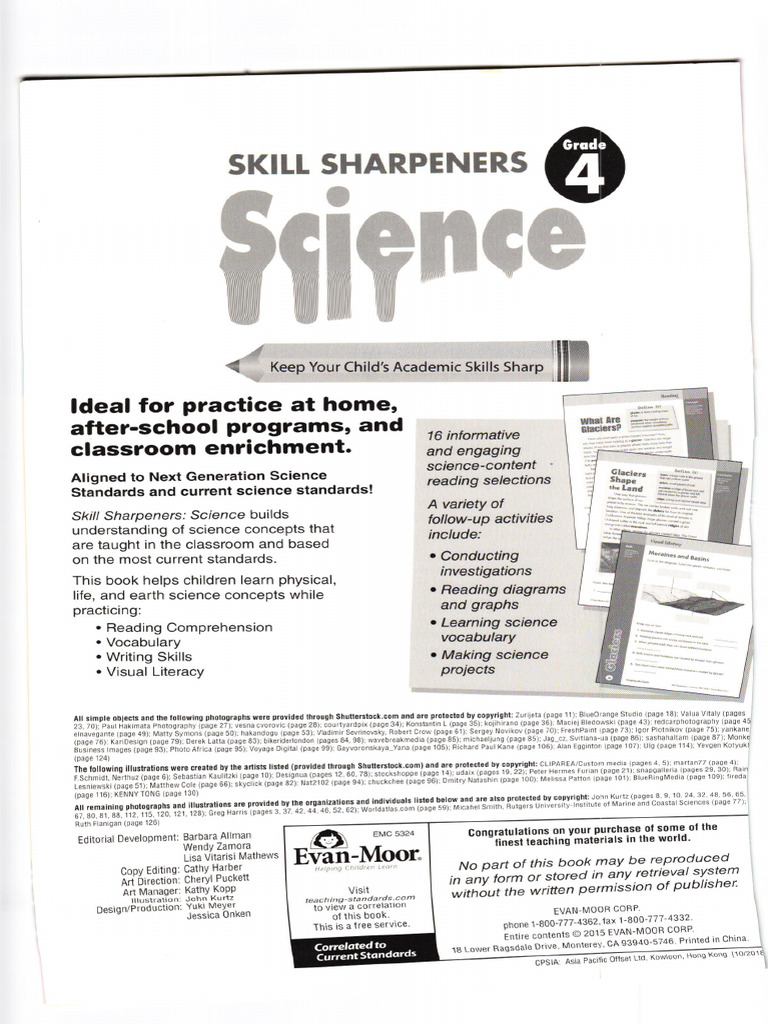 Skill Sharpeners Science, Grade 4 Workbook (Evan-Moor Corporation) (Z ...