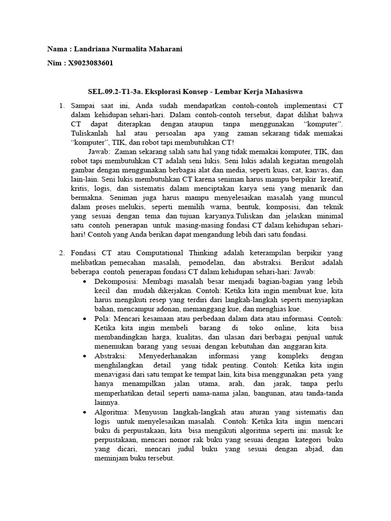 SEL.09.2-T1-3a. Eksplorasi Konsep - Lembar Kerja Mahasiswa | PDF ...