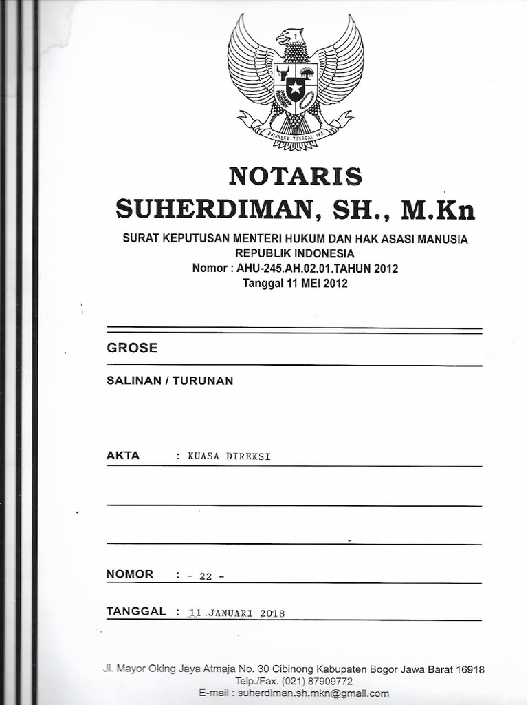 Kuasa Direksi No 22 MMP Ke MMT | PDF