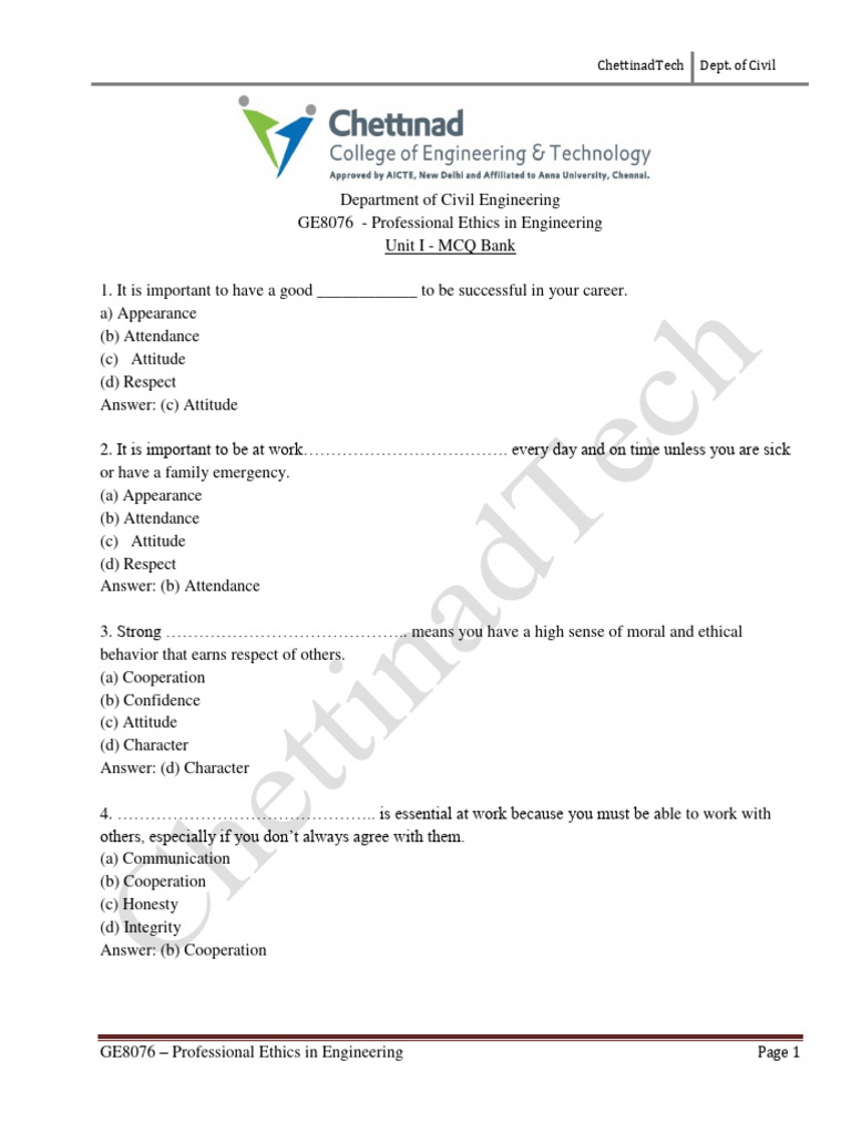 GE8076_pee_unit1 | PDF | Integrity | Virtue