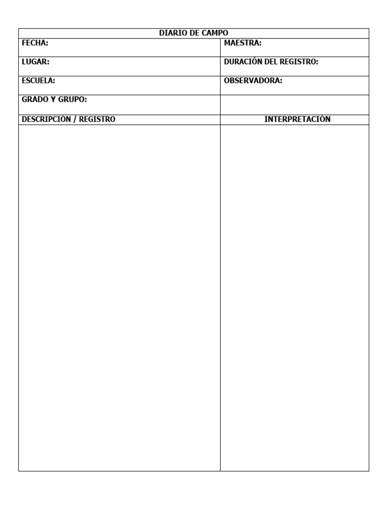 Formato de Diario de Campo | PDF | Estudios de idiomas extranjeros ...