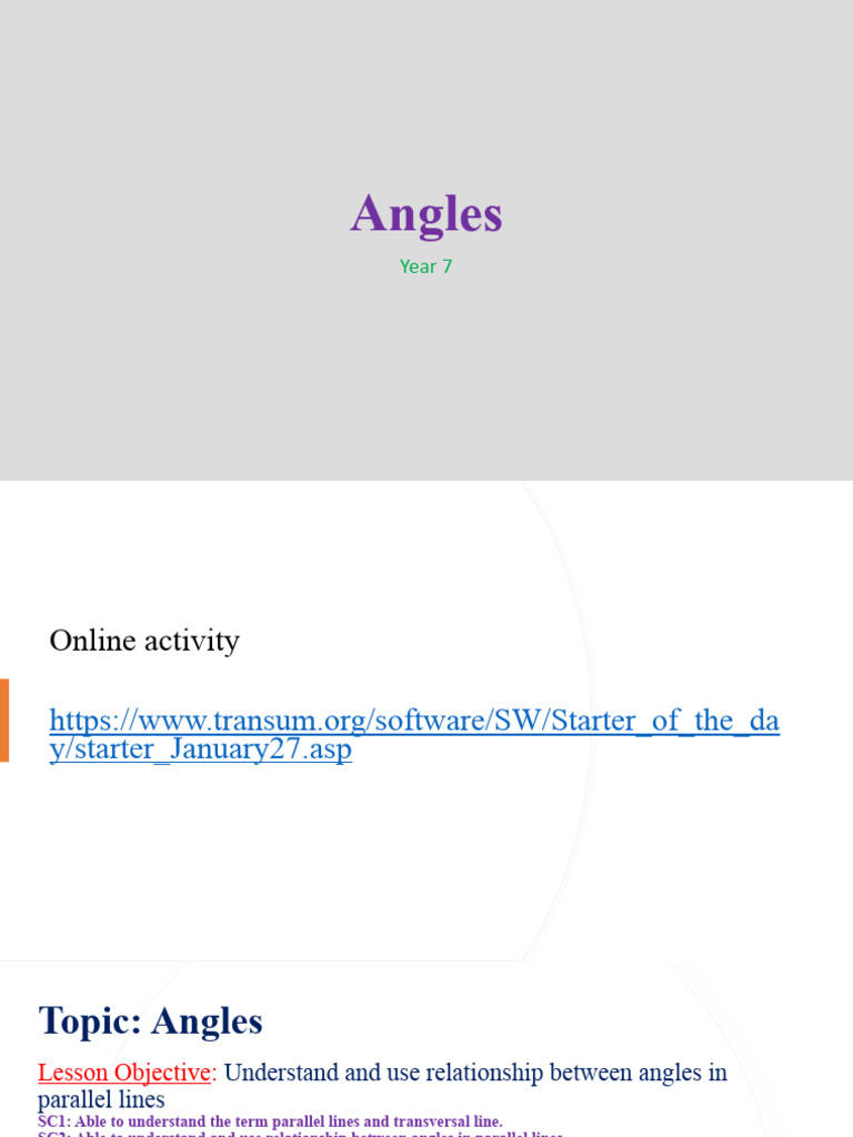 Lesson 1 Angles | PDF | Angle | Elementary Geometry