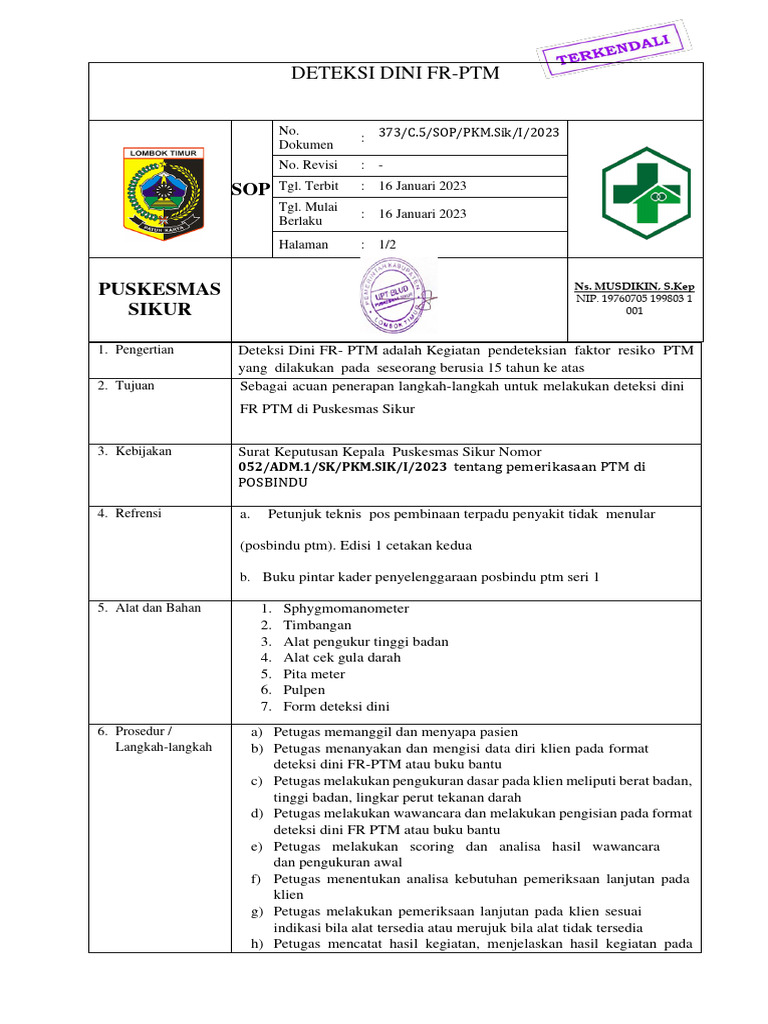 Sop Deteksi Dini | PDF