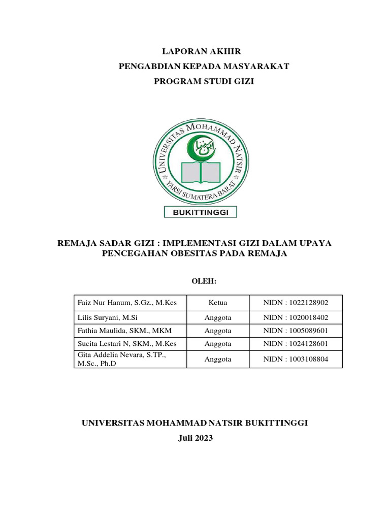 Laporan FIX Pengabmas Webinar Gizi 2023 | PDF | Ilmu Sosial