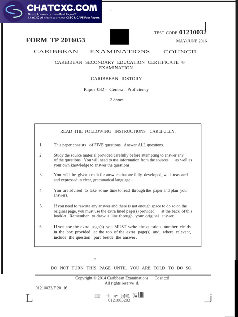 CSEC_Caribbean_History_P3_2016 | PDF
