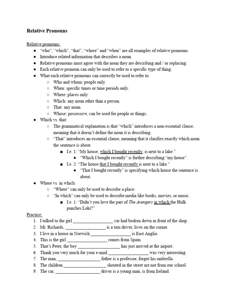 SAT Writing - Relative Pronouns | PDF | Pronoun | Noun