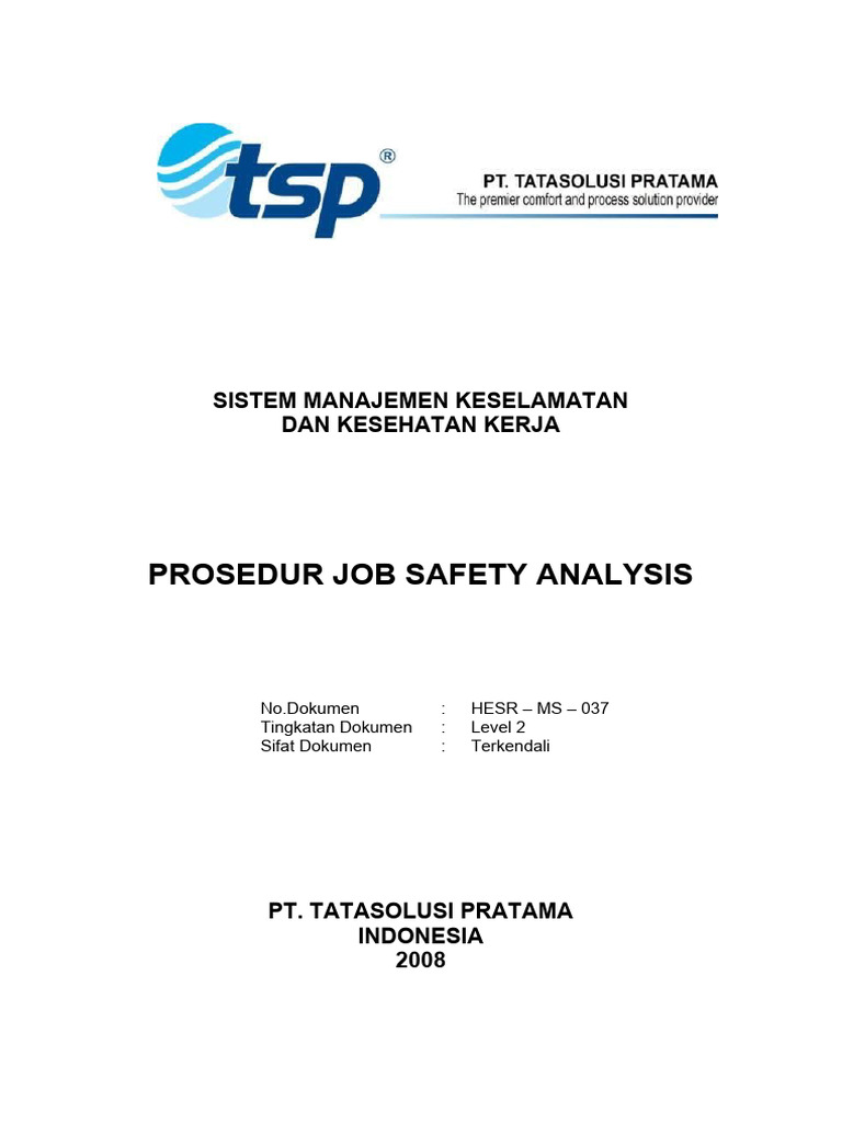 Hesr-Ms-037 Prosedur Jsa Pt. TSP | PDF