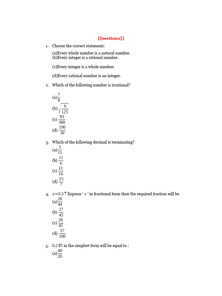 01 Number System | PDF | Numbers | Rational Number
