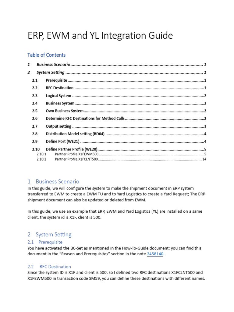 ERP-EWM-Yard Logistics Integration Guide | PDF | Enterprise Resource ...