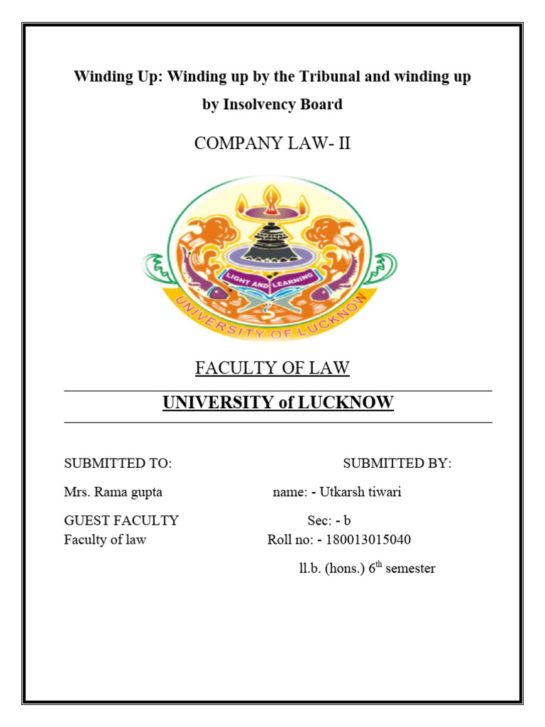 Winding Up Procedures in Company Law | PDF | Bankruptcy | Liquidation