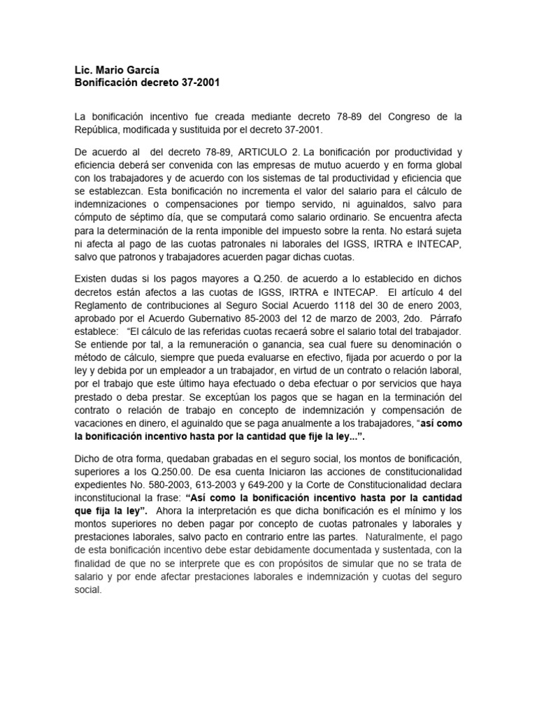 Bonificación Incentivo y su Impacto Fiscal | PDF | Salario | Impuesto ...