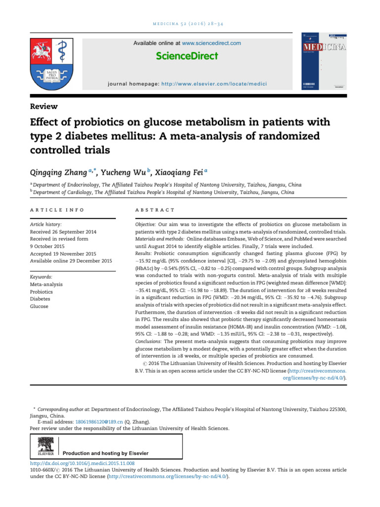 Probiotics Impact on Type 2 Diabetes Glucose | PDF | Probiotic | Diabetes