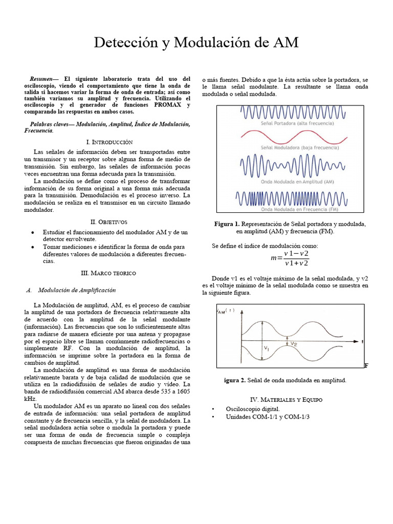 LAB #1 - Deteccion y Modulacion de AM-12 Completo | PDF | Modulación | Amplitud