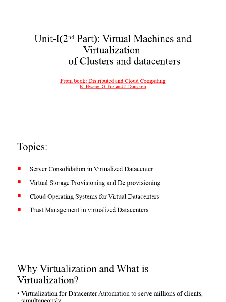 Unit I Part II Virtualization Updated | PDF | Virtual Machine | Virtualization