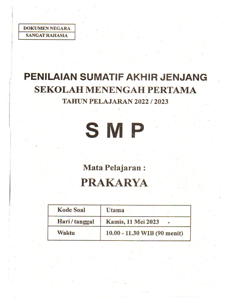 PSAJ Prakarya IX TP 2023-2024 | PDF