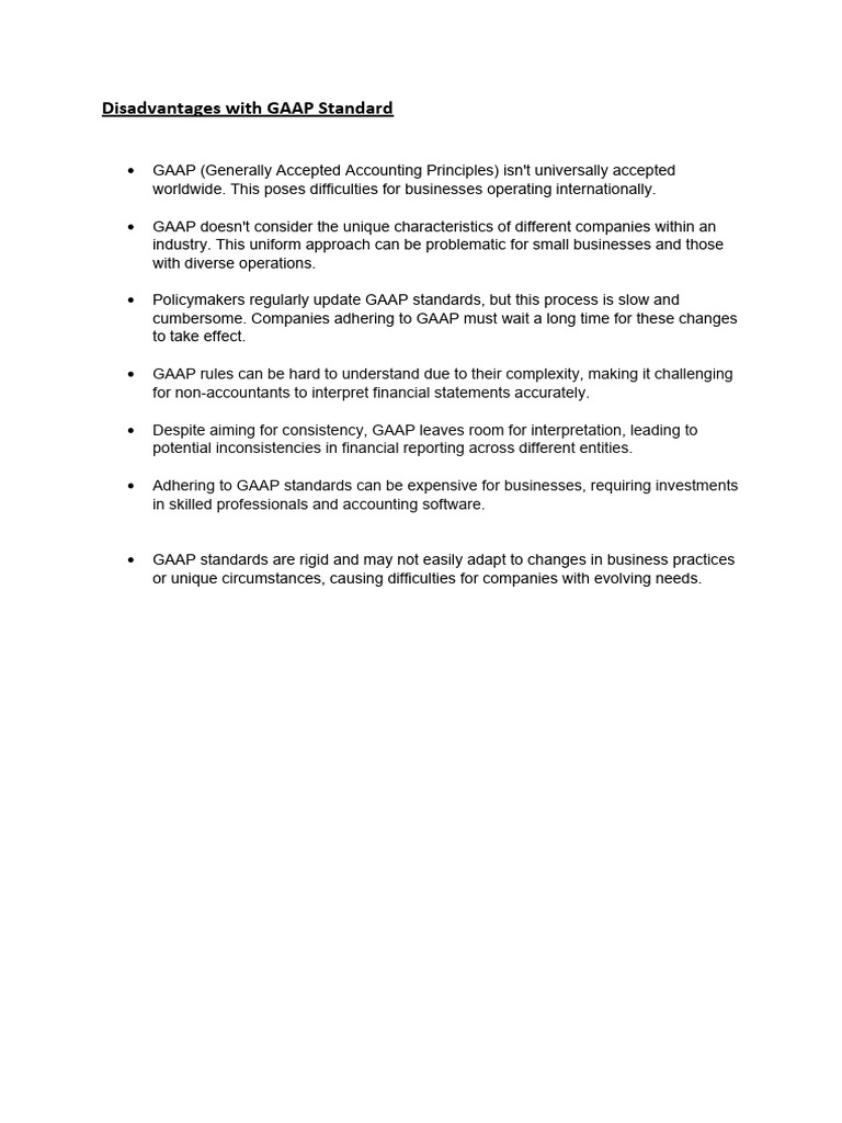 Disadvantages With GAAP Standard | PDF