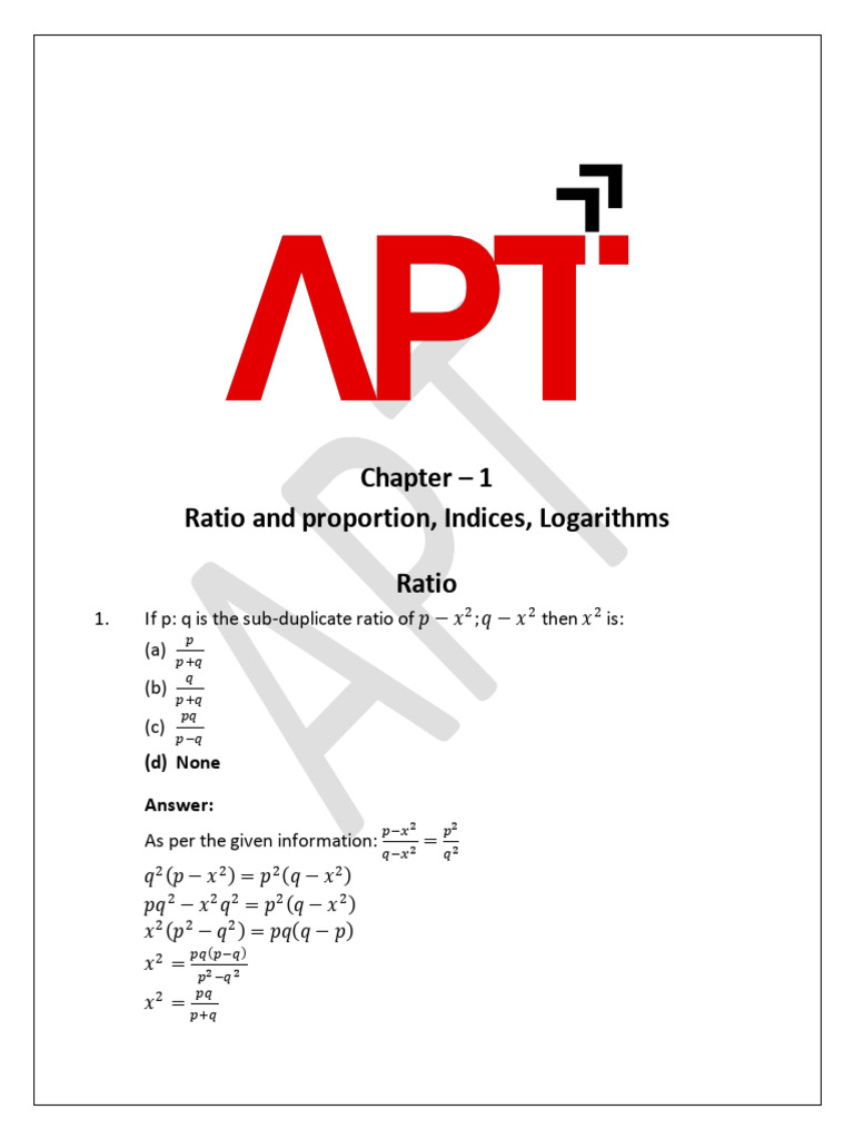 Ratio and Prop Imp Questions | PDF | Logarithm | Litre