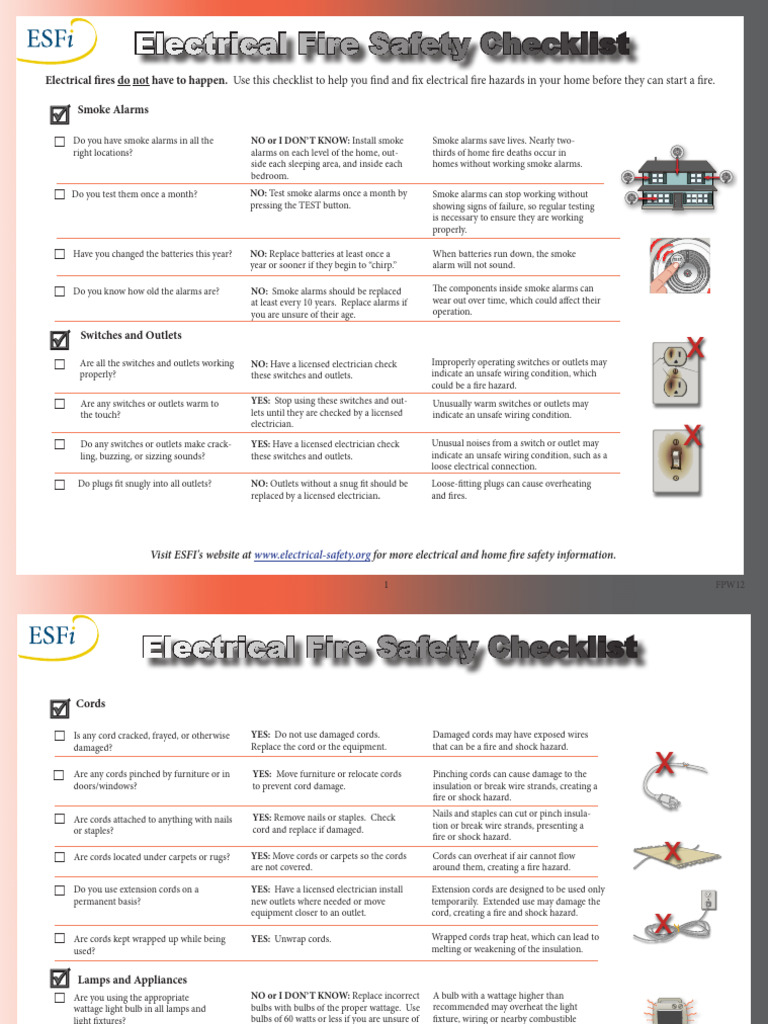 Electrical Fire Safety Checklist | PDF | Electrician | Electrical ...