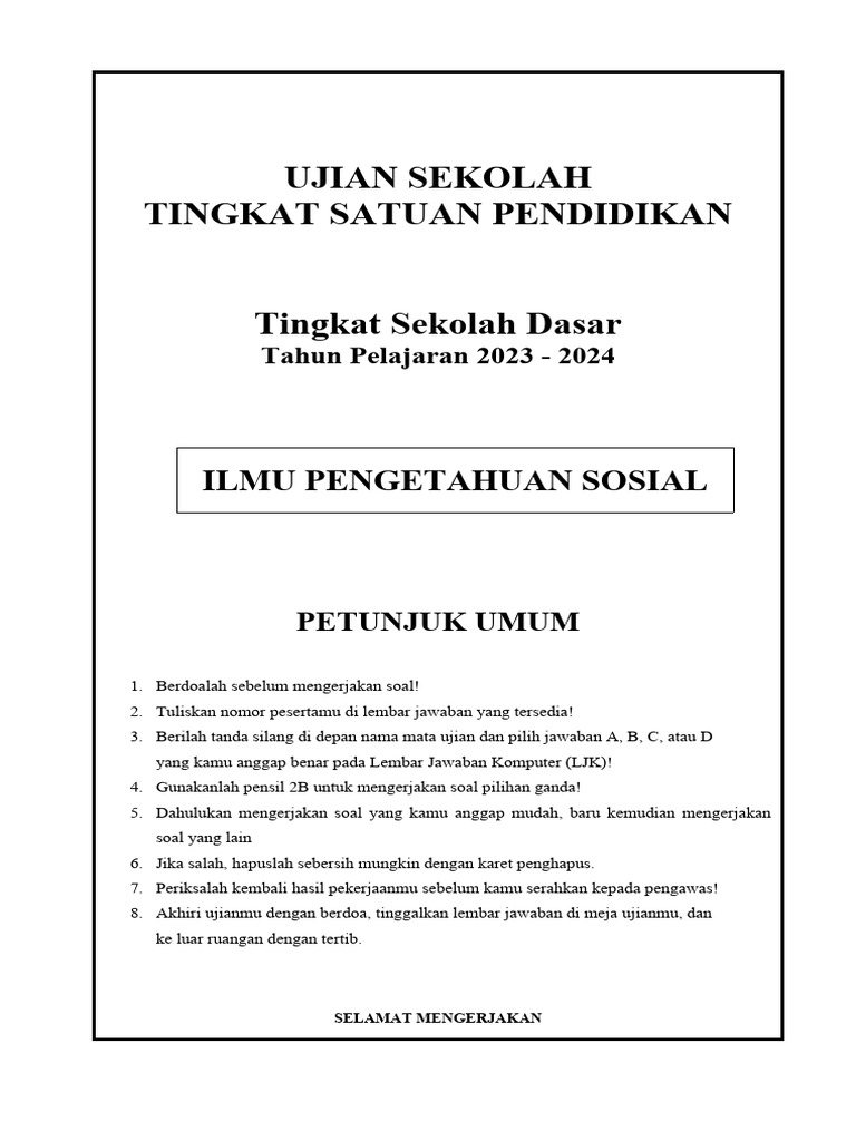 Soal Us SD - Ips - Edit | PDF