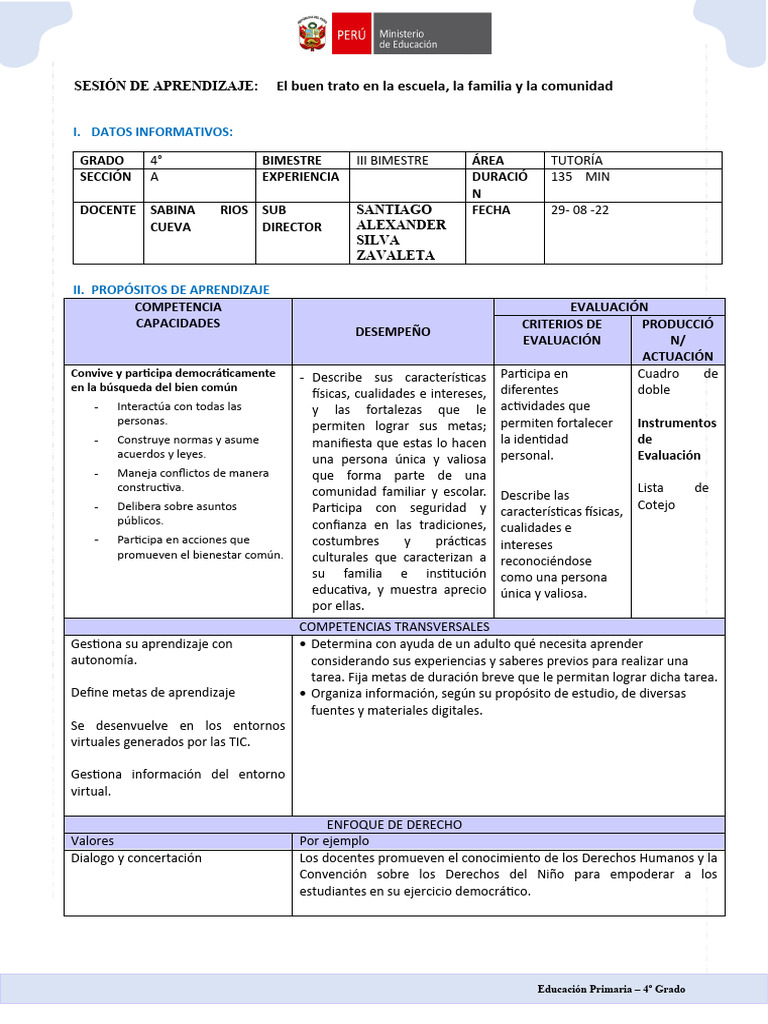 Buen Trato en Escuela y Comunidad | PDF | Evaluación | Aprendizaje