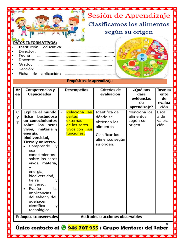 2° Sesión Día 4 Cyt Clasificamos Los Alimentos Segun Su Origen Unidad 8 Semana 1 | PDF ...
