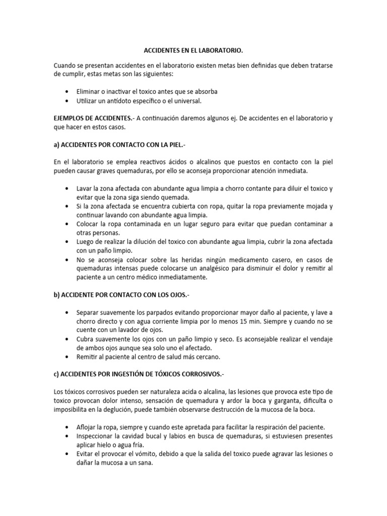 Accidentes en El Laboratorio | PDF | Quemar | Agua