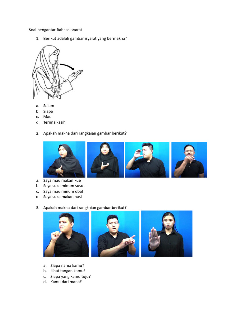 Soal Pengantar Bahasa Isyarat 3 | PDF