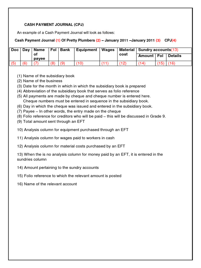 Cash Payment Journal Notes PDF | PDF