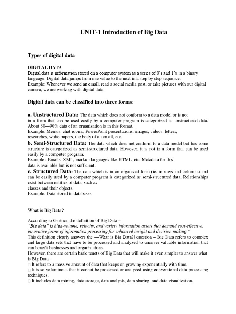 Big Data Overview: Types and Characteristics | PDF | Big Data | Analytics