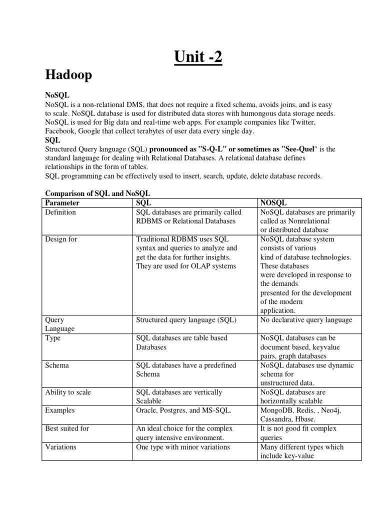 Unit 2 Big Data (1) - 240328 - 162657 | PDF | Apache Hadoop | Map Reduce