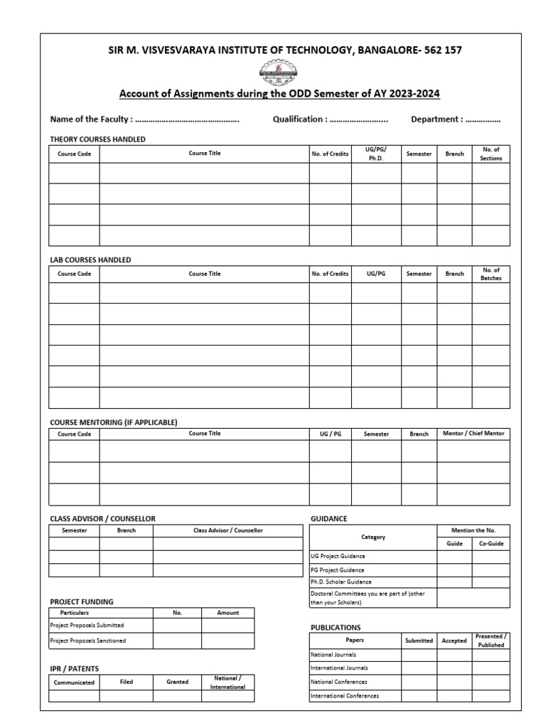 Account of Assignments Format ODD 2023 24 | PDF