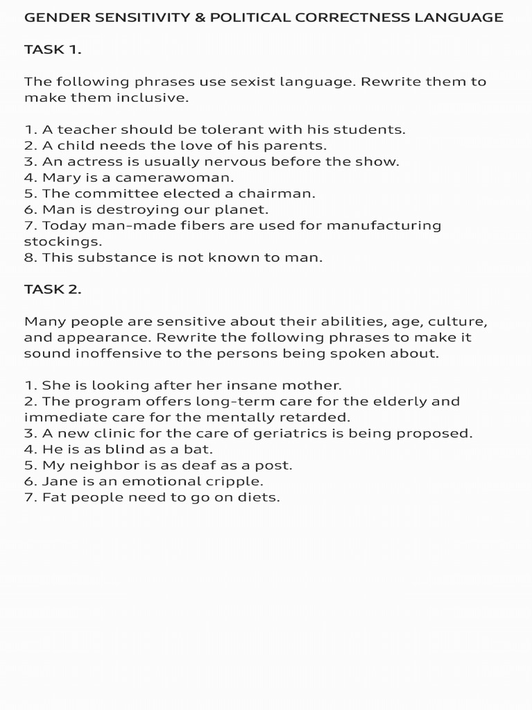 Gender Inclusivity Activity | PDF