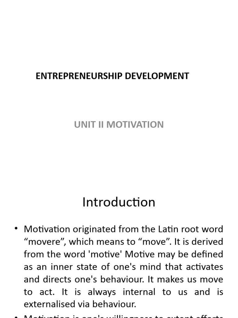 Unit 2 | PDF | Entrepreneurship | Motivation