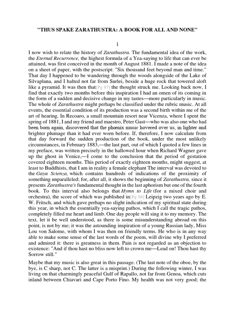 Thus Spake Zarathustra - 1 | PDF | Thus Spoke Zarathustra