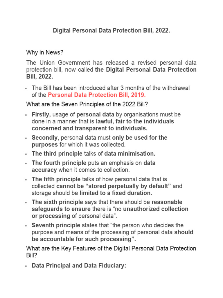 Digital Personal Data Protection Bill 2022 | PDF | Data | Information ...