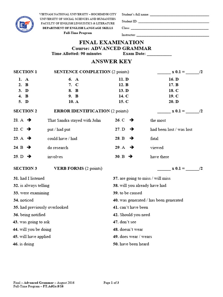 2016-08 KEY | PDF | Cognitive Science | Language Mechanics