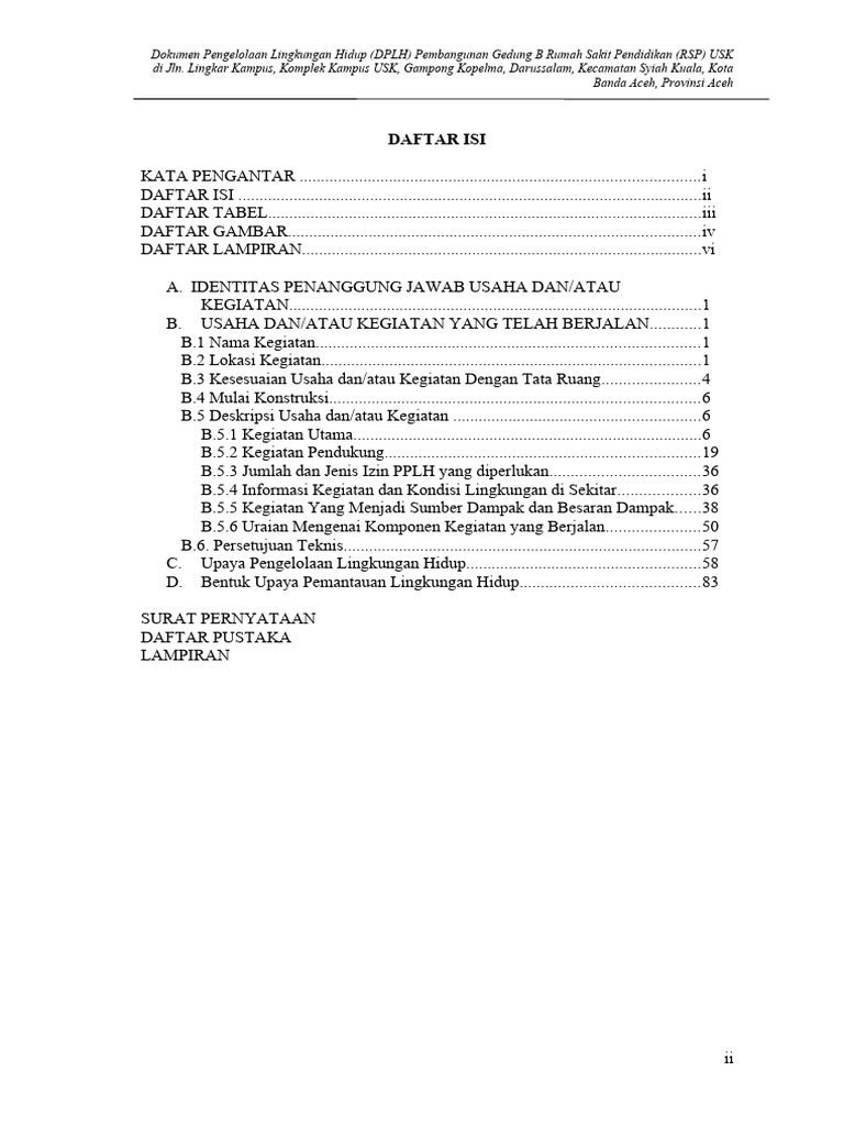 DPLH Gedung B RSP USK Banda Aceh | PDF