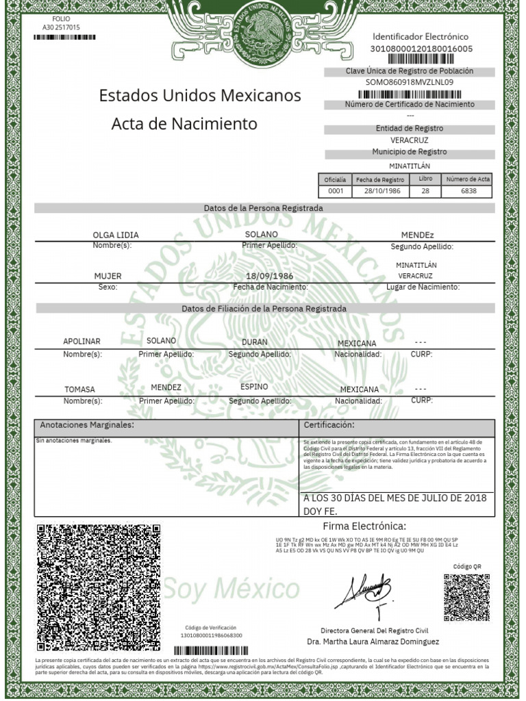 Acta Certificada de Olga Solano | PDF | Autenticación | Vigilancia