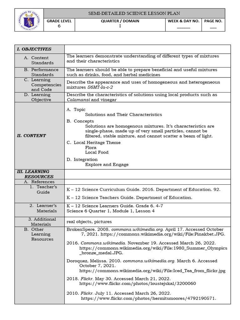G6 LP Solutions And-Their-Characteristics | PDF | Mixture | Chemistry