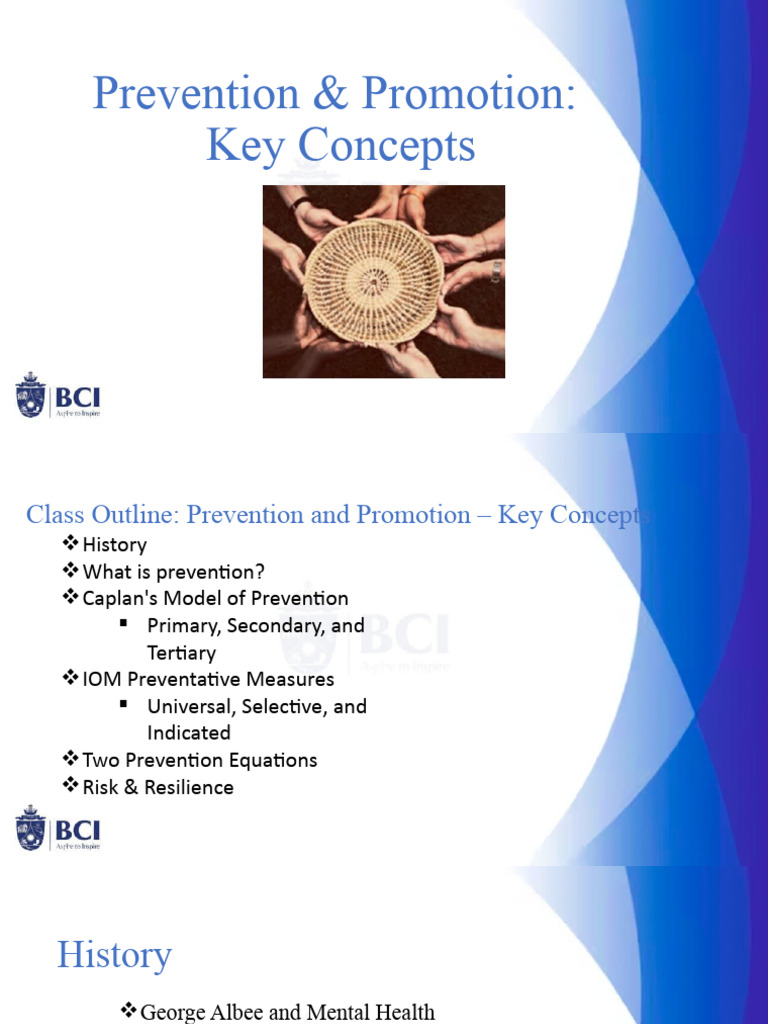 Lecture 9 Prevention and Promotion - Key Concepts | PDF | Psychological Resilience | Preventive ...